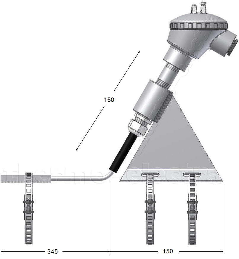 ME 7095 Tube skin thermocouple with sleeve and bracket - Thermo Electra